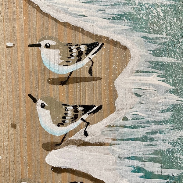 NEW SIZE Sanderling Art - Beach Painting - Beach House - Plaque ...