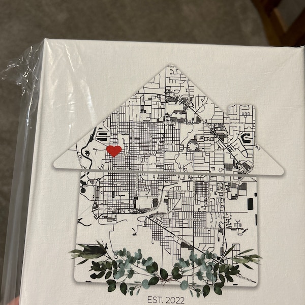 Custom Home Map, First Time Home Buyer, Personalized Housewarming Gift ...