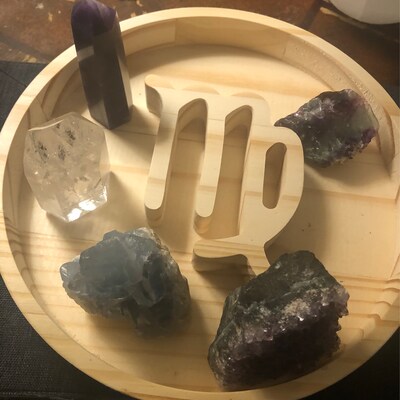 Libra Crystal Tray Wooden Crystal Tray Libra Crystal - Etsy