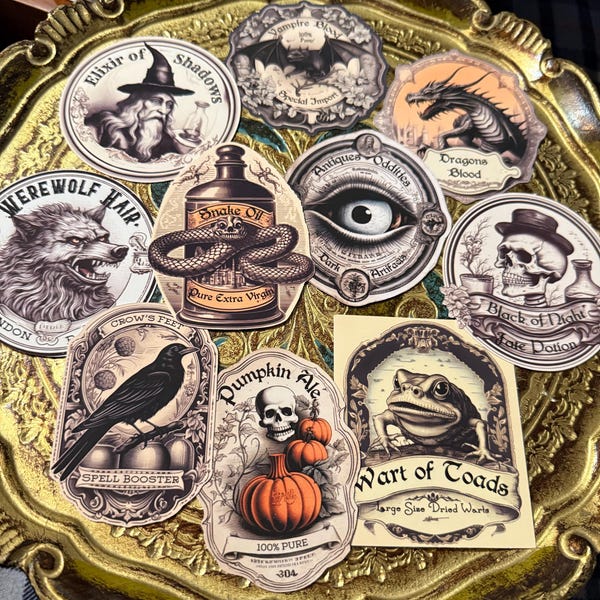 Vintage Apothecary Labels, Potion Bottle Labels, Halloween Label ...