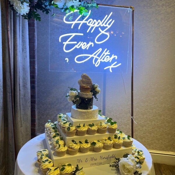 Personalised Rustic Square Wedding Cake Stand white or Oak Stain - Etsy