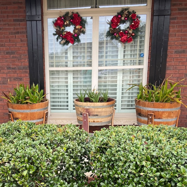 Rustic Raised Wine Barrel Planter With Stave Legs - Etsy