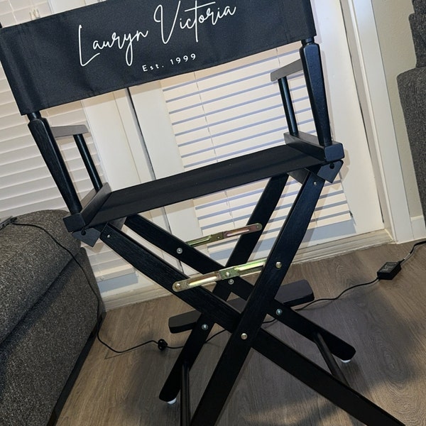 Personalized Grey Director Chair Covers Set for Makeup Artist & Folding ...