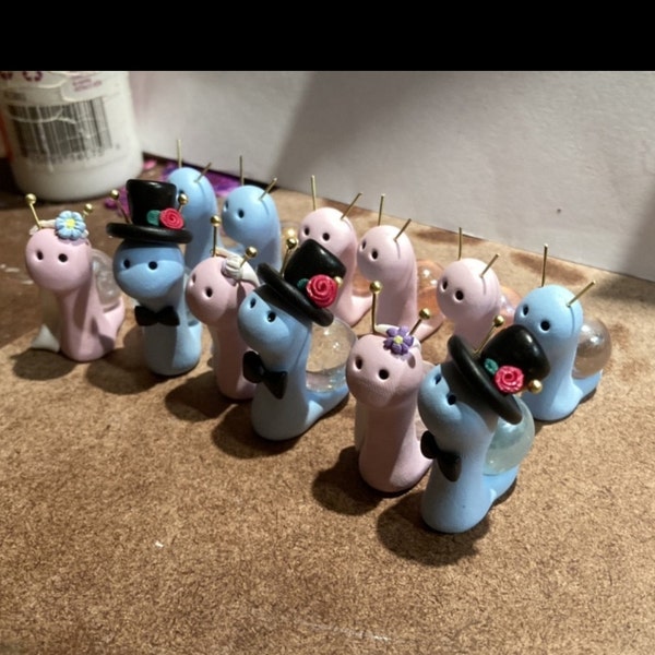 Polymer Clay Marble Snail Witch for Fairy Garden or Display , Halloween ...