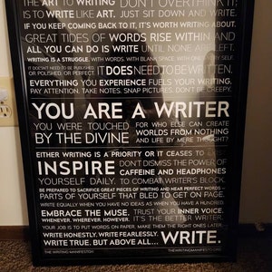 The Writing Manifesto Print Gift for Writer, Author, Poet, Novelist ...