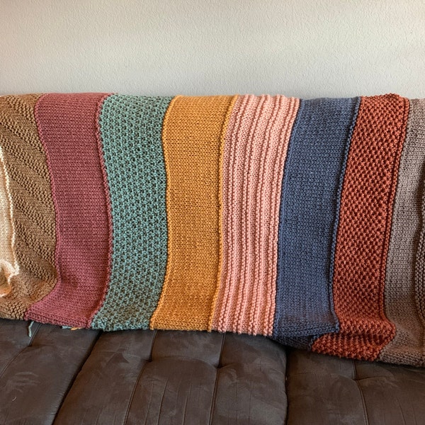 Sampler Striped Blanket Knitting Pattern, Rocky Mountain Sampler Throw ...