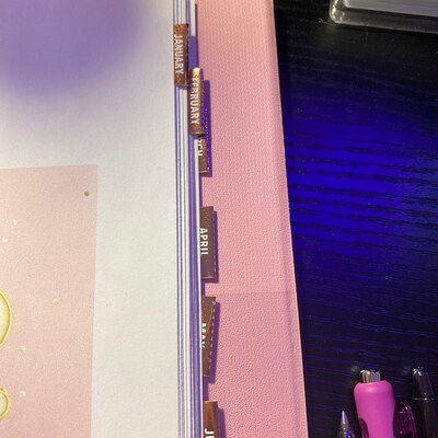 Foiled Medium Tab Month Stickers - Etsy