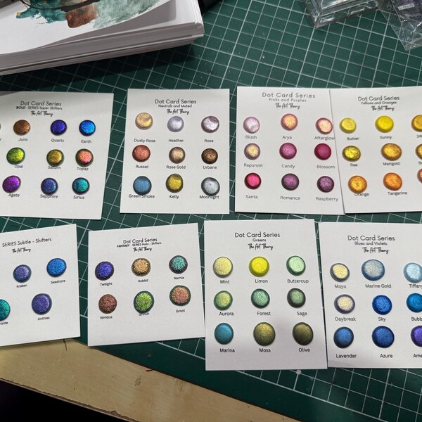 MICA DOTCARDS Handmade Watercolors Mica Metallic Dot Cards Sample Sets ...