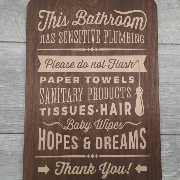 SVG Bathroom Sign Sensitive Plumbing - Do Not Flush Hopes & Dreams ...