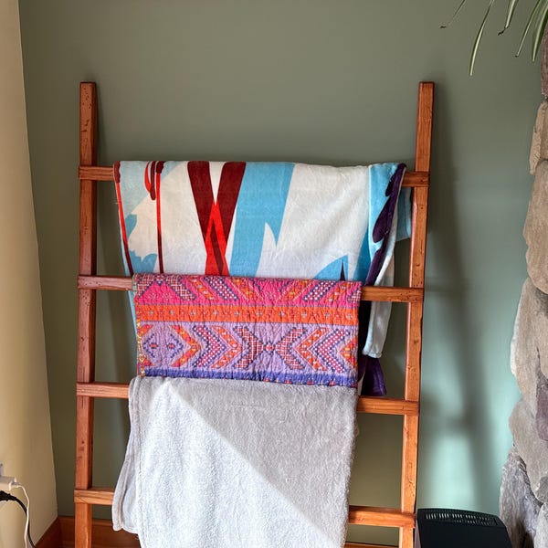 Extra Wide Blanket Ladder, Very Large Farmhouse Quilt Rack Display ...