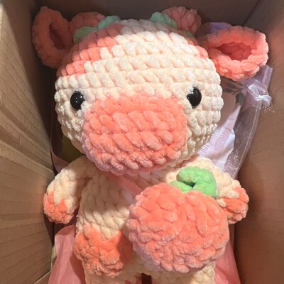 Crochet Cow, Peach Cow Plushie, Cow Plushie, Crochet Cow Plush - Etsy