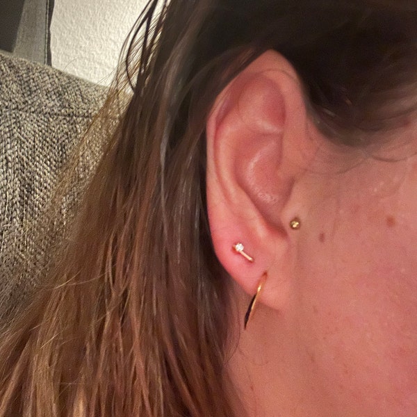 Staple Earrings- Double Piercing Earring- Two Hole Earring- Double Lobe ...