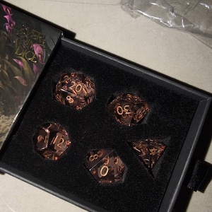 Fireheart Red and Black Gold Dice, Fire Dice, Handmade Resin Sharp Edge ...