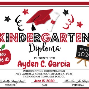 INSTANT DOWNLOAD Printable Preschool Graduation Red Black Diploma ...