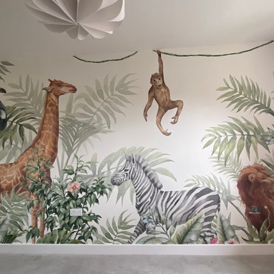 Pastel Color Green Palm Leaves Room Wallpaper, Tropical and Floral Wall ...