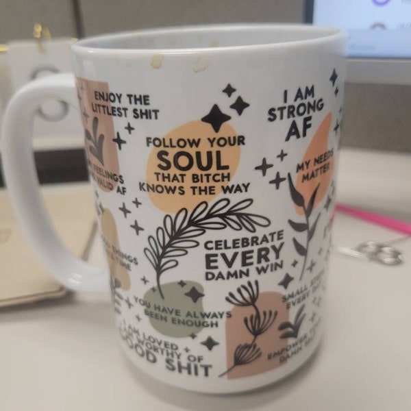 Daily Reminders Mug 15oz Coffee Mug Minimalistic Motivational Quote ...
