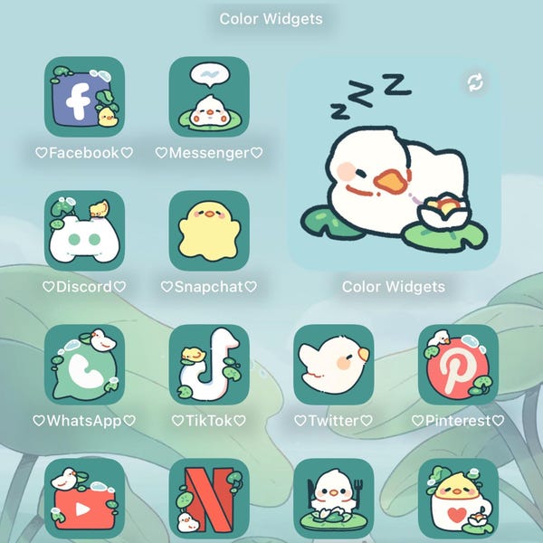 Cute Ducky Pond App Icon Set | Kawaii Aesthetic Theme for Android IOS ...