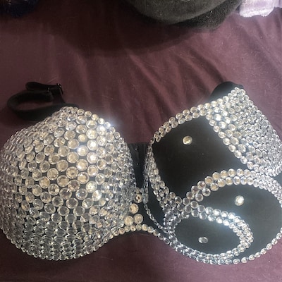 Rhinestone Embellished Lace Longline Bra Pink, Purple, Blue Sparkle Top ...