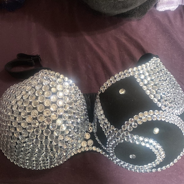 Rhinestone Embellished Lace Longline Bra Pink, Purple, Blue Sparkle Top ...