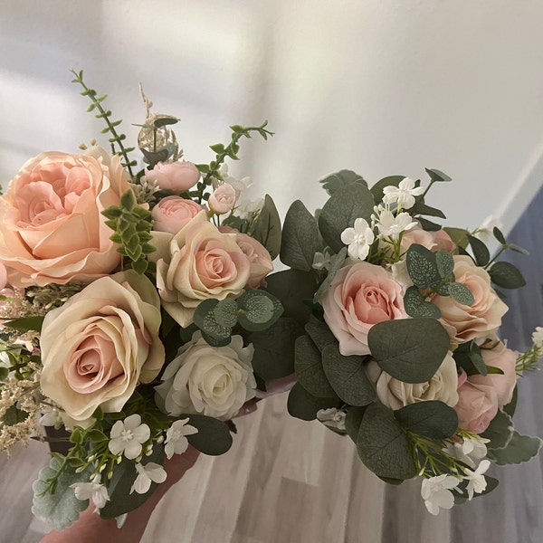 Dusty Pink Bridal Bouquet, Classic Wedding Rose Bouquet, Rustic Boho ...