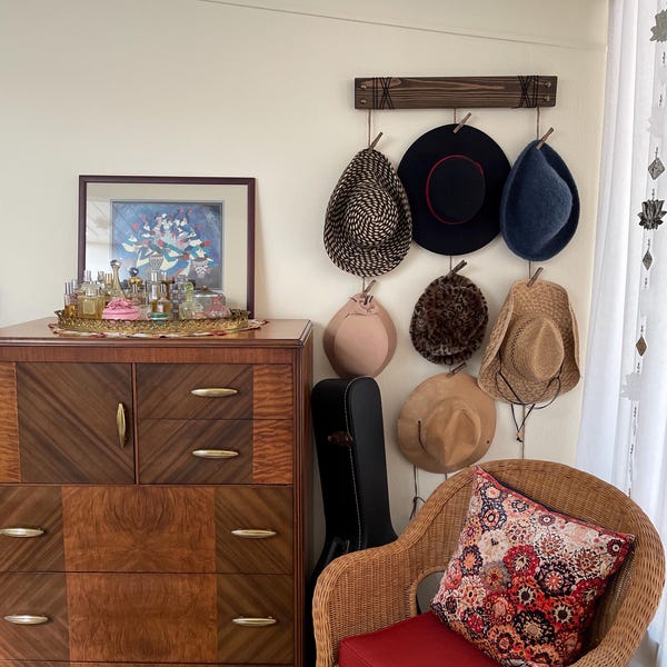 Hat Organizer - Hat Wall Hanging - Fedora Display - Hat Rack ...