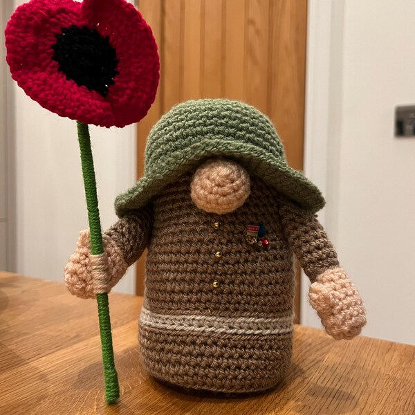 Remembrance Day Soldier With Poppy, Douglas the Gnome Crochet PATTERN ...