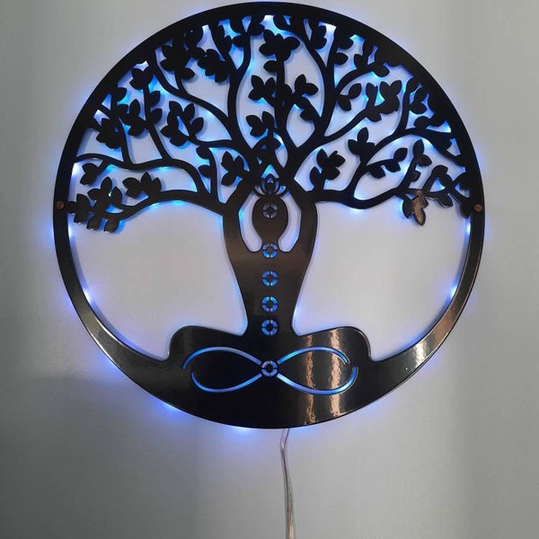 Personalized Meditation Tree of Life Metal Wall Art With Led Lights ...