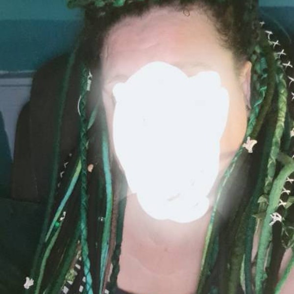 Wool Dreads Solid Mix of Green Shades +light Brown Boho Green X-cross ...