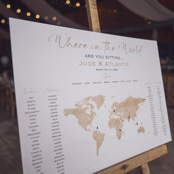 World Map Wedding Welcome | Travel Themed Wedding Sign | Where in the ...