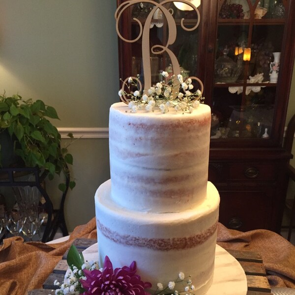 Wooden Cake Topper - Letter B for Wedding Birthday or Baby Shower - 5in ...