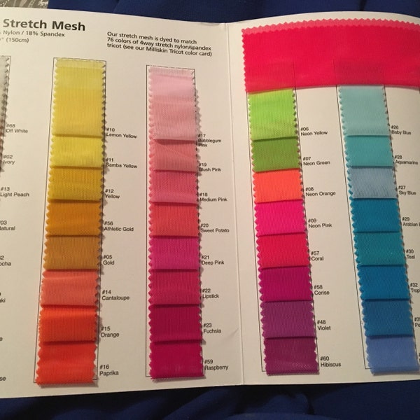 4 Way Stretch Sheer Power Mesh Net Fabric Swatch Sample Color Card - Etsy