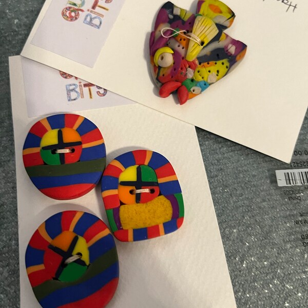 Buttons. Square Buttons With Unique, Bright Designs. Raised Designs ...