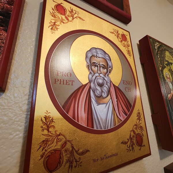 22 Karats Prophet Enoch Orthodox Icon | GOLD LEAVES 22k - Wood ...