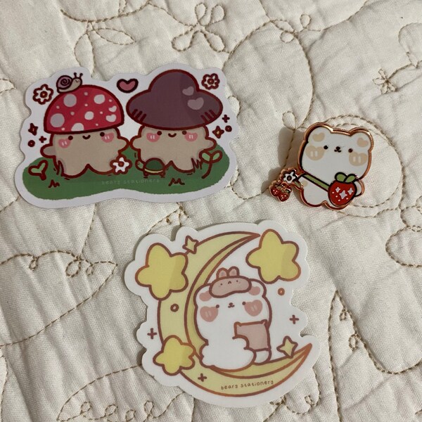 Strawberry Bear Hard Enamel Pin | Kawaii Enamel Pin | Cute Enamel Pin ...