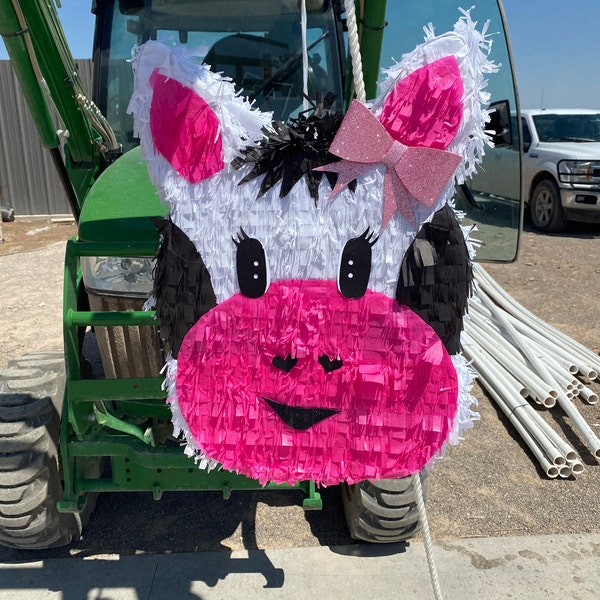 Cow Pinata With Glittery Pink Bow - Etsy