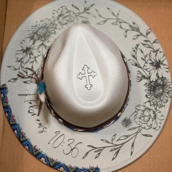 Wild & Free Floral Burned Hat, Floral Engraved Cowboy Hat, Sunflower ...