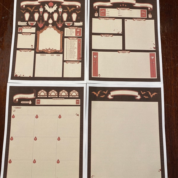 Gothic Vampire | Printable Dnd Character Sheet PDF for Dungeons and ...
