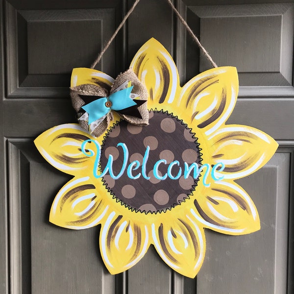 Sunflower Door Hanger, Sunflower, Home Sweet Home Sign, Door Decor ...