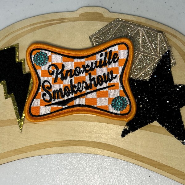 Orange Checkered Game Day Patch, Iron on Patch, Chenille Sequin Patch, DIY Patch, Preppy ...