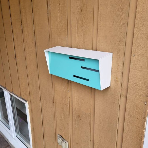 Modern Mailbox | Mid Century Modern Mailbox | Horizontal Silver/black ...