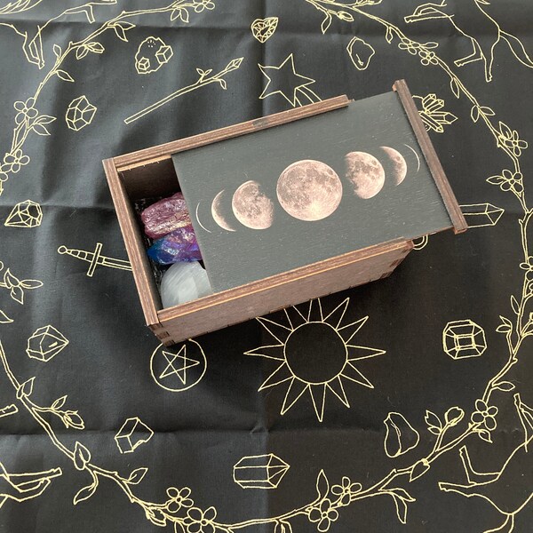 Moon Phases Crescent Moon Jewelry Box Moon Phases Celestial Jewelry Box ...