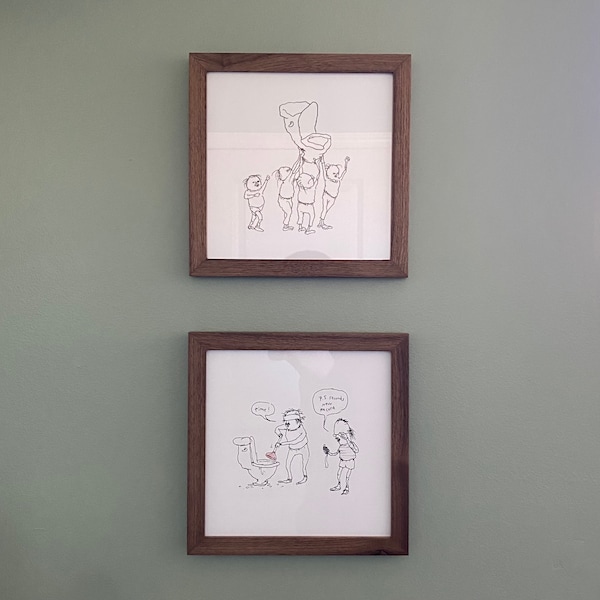 Natural WALNUT Picture Frame in Peewee Style - Choose Your Size: 3x3 up ...