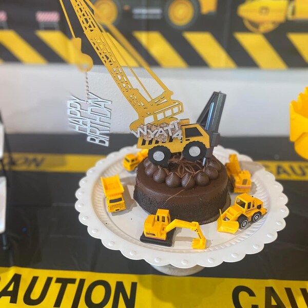Construction Birthday Party, Personalized Wood Construction Truck Crane ...