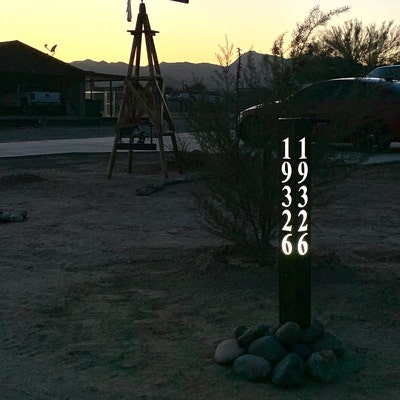 43 Tall Custom Steel Address Sign, Solar Powered LED Lighted. - Etsy