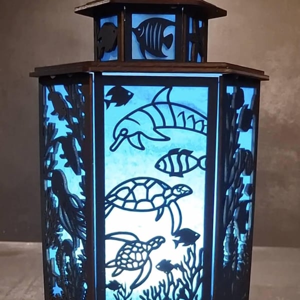 Ocean Dreams: 3D Underwater Laser Cut Lantern With Fish, Dolphin ...