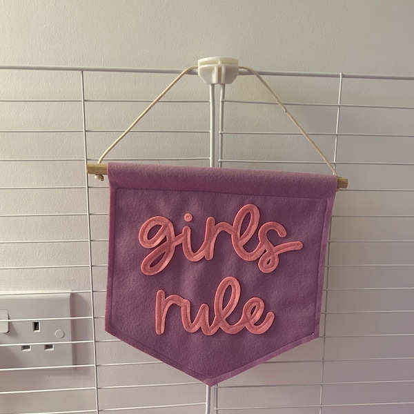 Girls Rule Mini Felt Nursery Wall Banner Girls Bedroom Decor - Etsy
