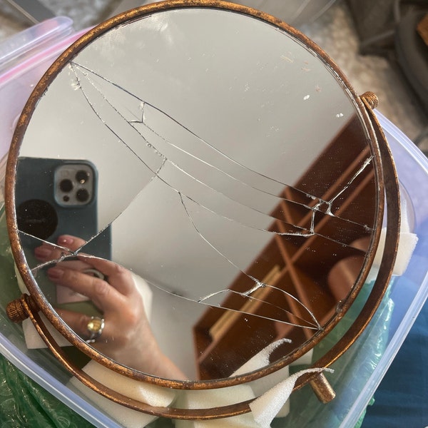 Brass Aging Painted 5X Zoom Accordion Mirror, Vintage Makeup Mirror ...