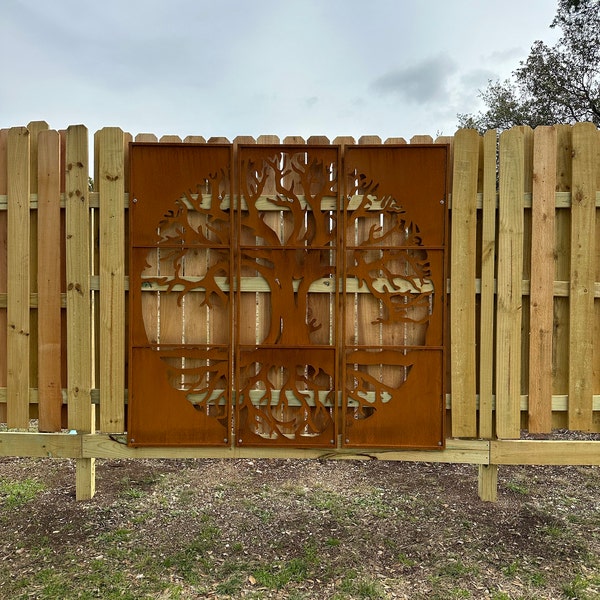 Tree of Life Metal Privacy Screen Set of 3, Large Home & Garden Décor ...