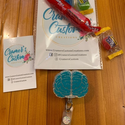 Brain Badge Reel Personalized Glitter Brain Nurse Gift - Etsy