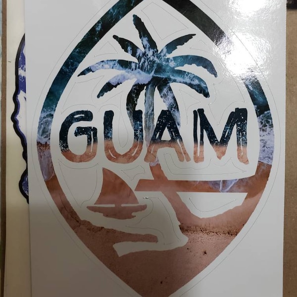 Guam Seal and Map Inverted Design pick Color/size Vinyl Decal Sticker ...